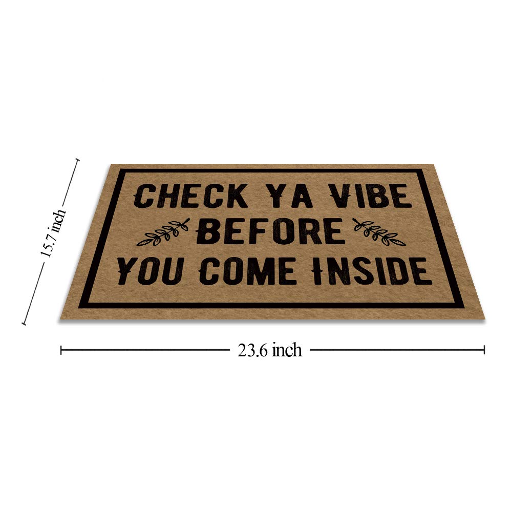 So Hot Funny Door mat Custom Indoor Check Ya Vibe Before You Come Inside23.6x15.6 Inch Home and Office Decorative Entry Rug Garden/Kitchen/Bedroom Mat Non-Slip Rubber