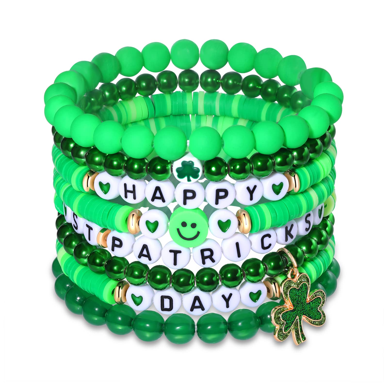 FAERLIIRY St. Patrick's Day Bracelets St. Patrick's Day Shamrock Charm Bracelets Adjustable Stretch Bracelets for Teen Girls rish Bracelet Irish Festival Party Favor Gifts, no gemstone