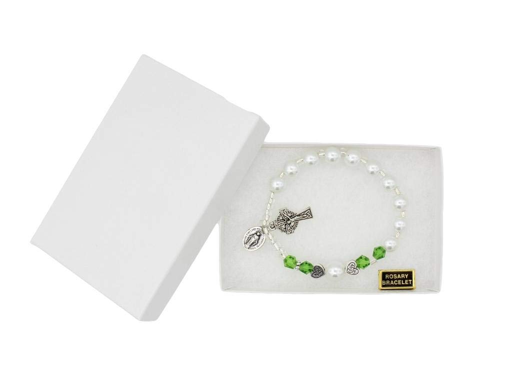 Christian Living Irish Celtic Stretch Rosary Bracelet with Celtic Crucifix