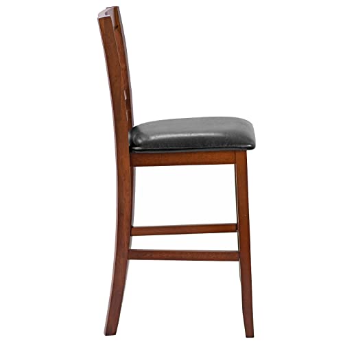 COSTWAY Bar stools Set of 4, Modern 25β Counter Height Dining Pub Stools with X-Shaped Backrest, Soft Cushion & Durable PU Seat, Simplistic Armless Kitchen Chairs for Home, Cafe Store, Restaurant (4)