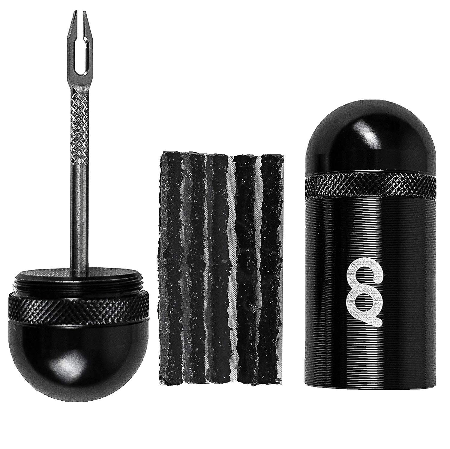 CyclingDeal Tubeless MTB Bike Tire Repair Kit - Bicycle Mountain Tire Plug Kit - Flat Tire Tackle Repair Patch Kits - Aluminium Full CNC Finish with 5 Strands