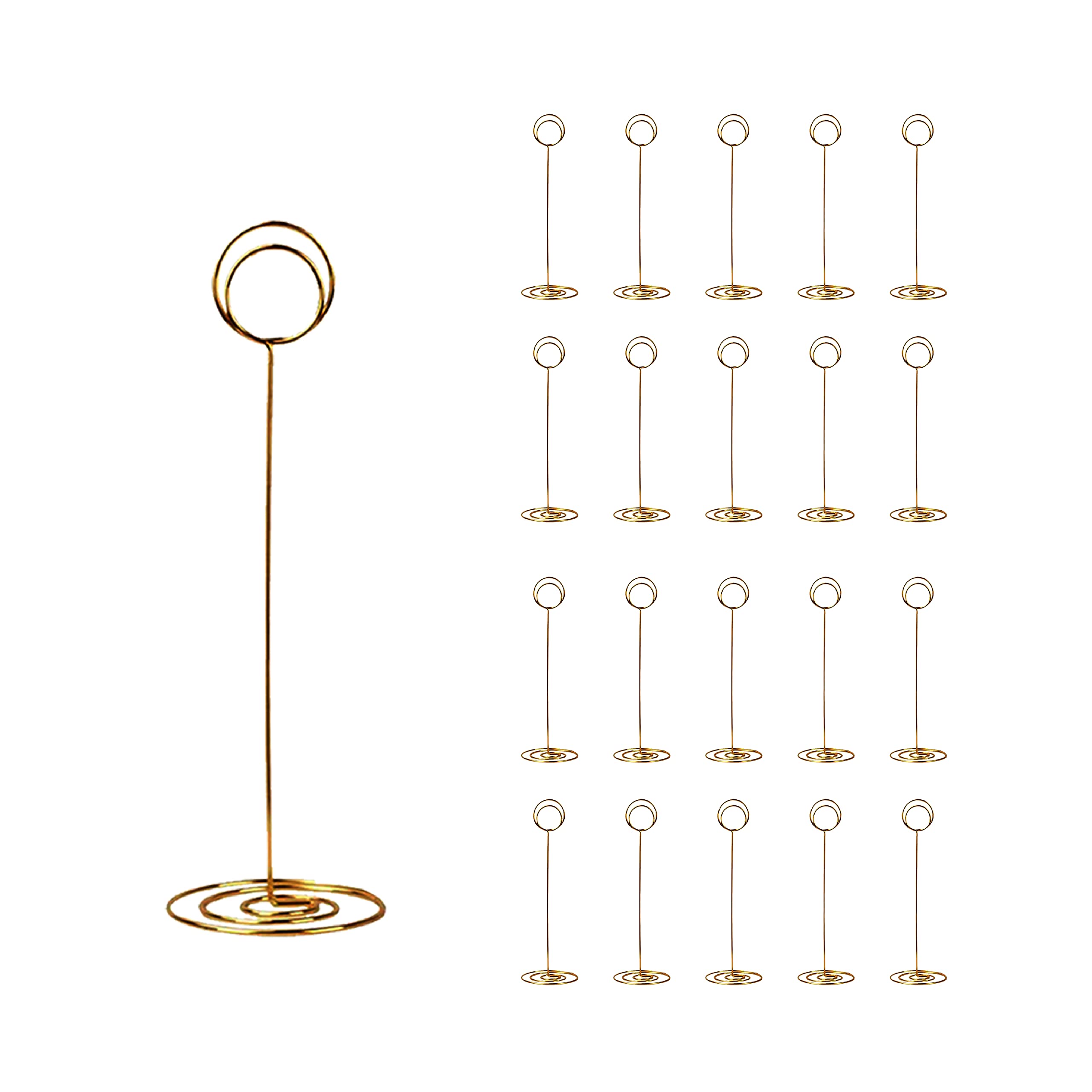 KINGDOM SOLUTIONS 20 Pack 8.75 inch Tall Table Number Holders - Gold Place Steel Table Picture Stands Card Holder, Food Signs, Memo Notes, Weddings, Restaurants, Birthdays, Anniversary Party