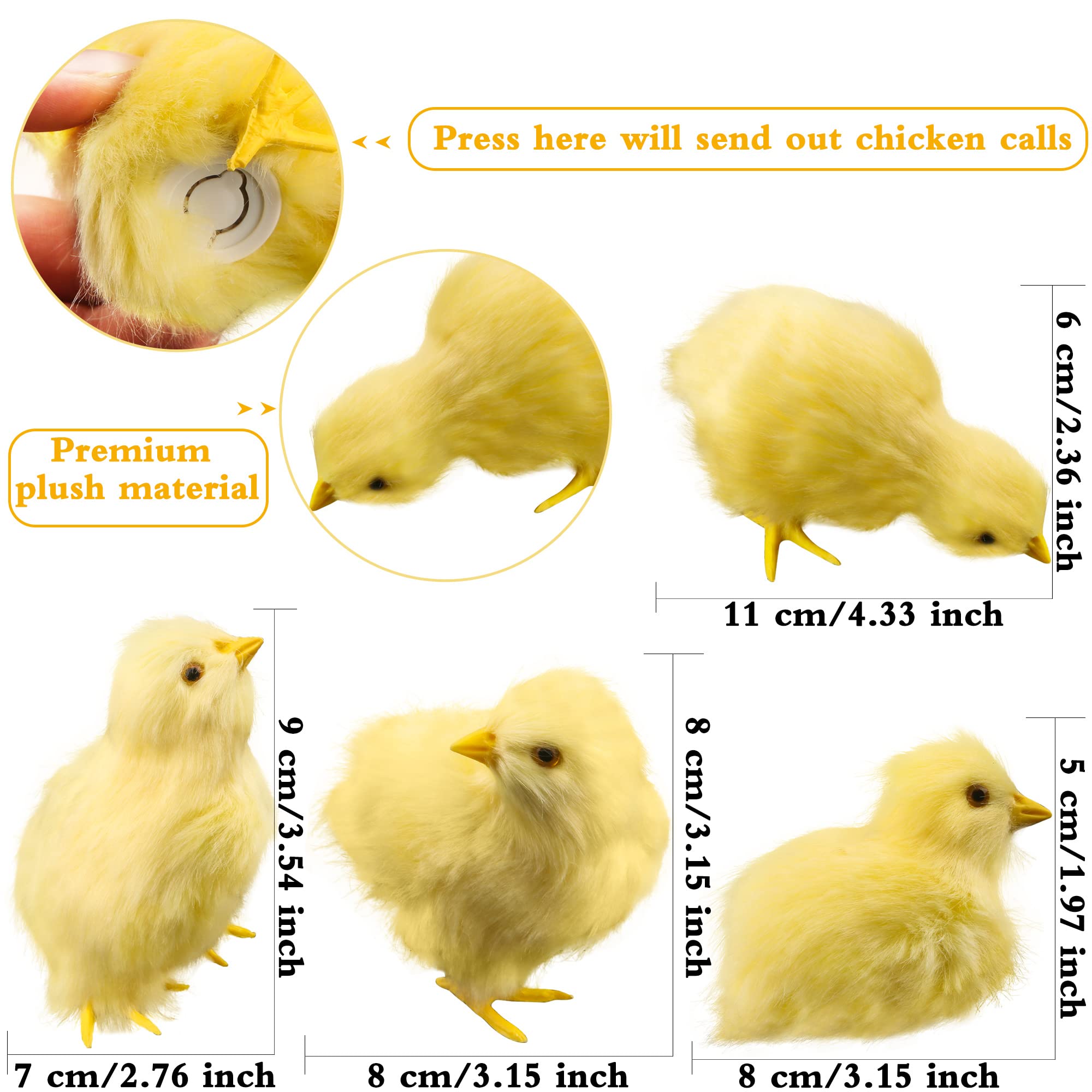 Fahacop 8 Pack Easter Simulated Chicks Realistic Plush Chicks Fluffy Yellow Chick Toys for Easter Party Decoration Basket Fillers Photography Props, 4 Styles