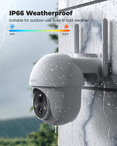 Codnida Security Camera Wireless Outdoor,2K Solar Security Camera,3MP Battery Powered Surveillance Camera for Home with Night Vision,PTZ Control,2-Way Audio,Motion Detection,Compatible with Alexa