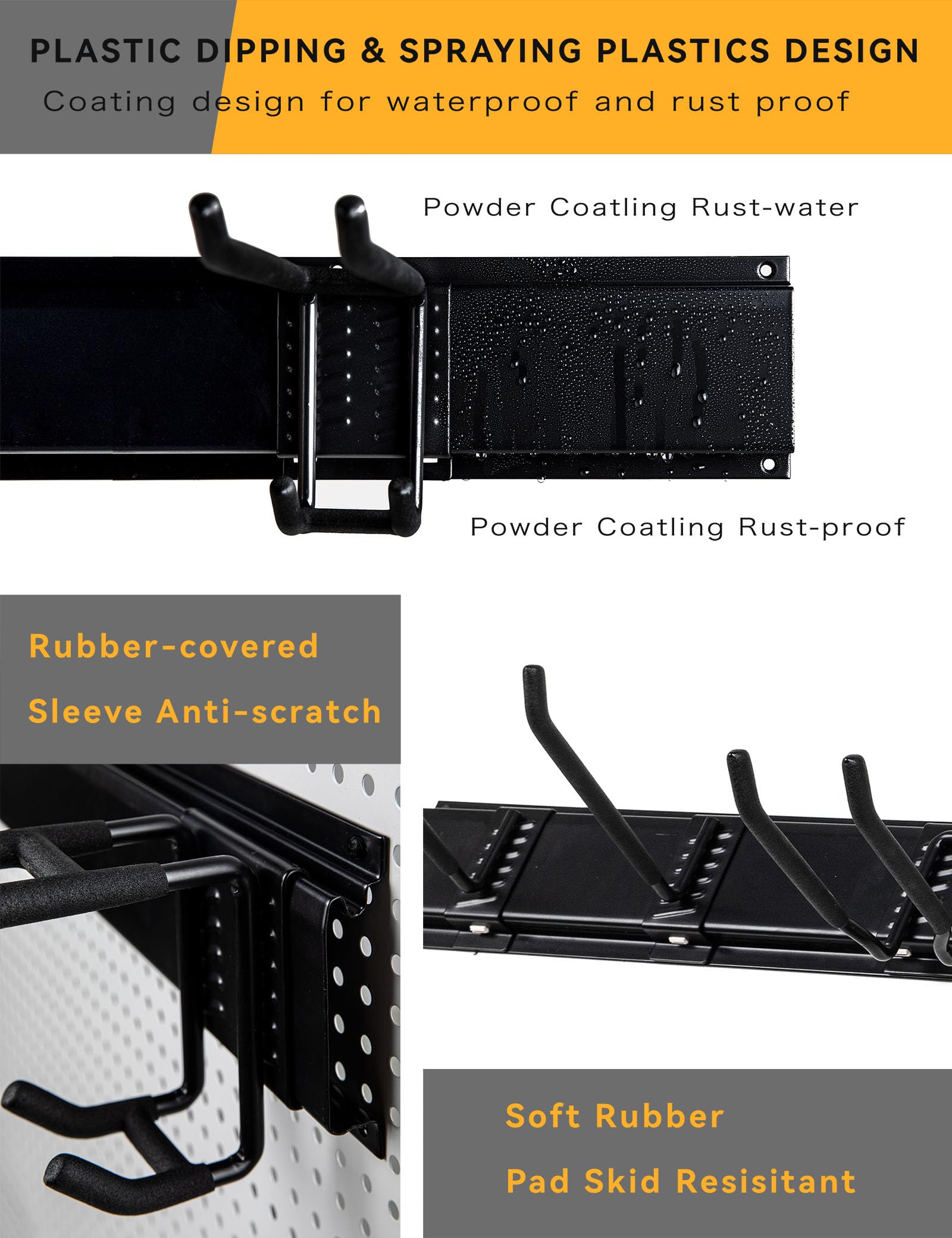 Garage Tool Organizer Wall Mount 48 Inches Max Load 539lbs ,Garage Storage, Garage Organization, Adjustable with 7 Heavy Duty Hooks and 4 Cable Ties, Yard Tools holder and Power Tool Organizer Rack