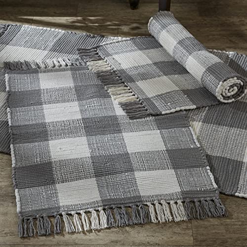 Park Designs Wicklow Check Rag Rug 2X3 Dove