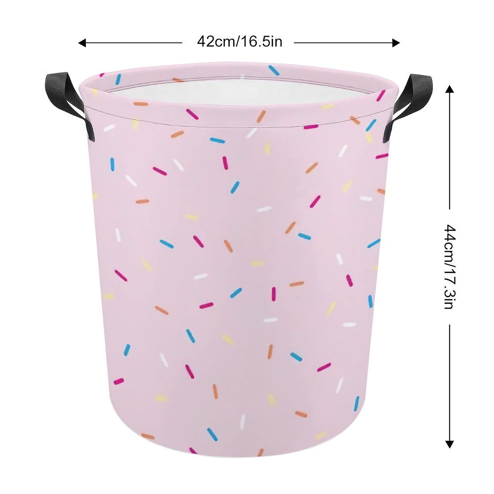 Pink Ice Cream Sprinkles Laundry Storage Basket Waterproof Foldable Laundry Hamper with Handles for Baby Nursery College Dorms Kids Bedroom