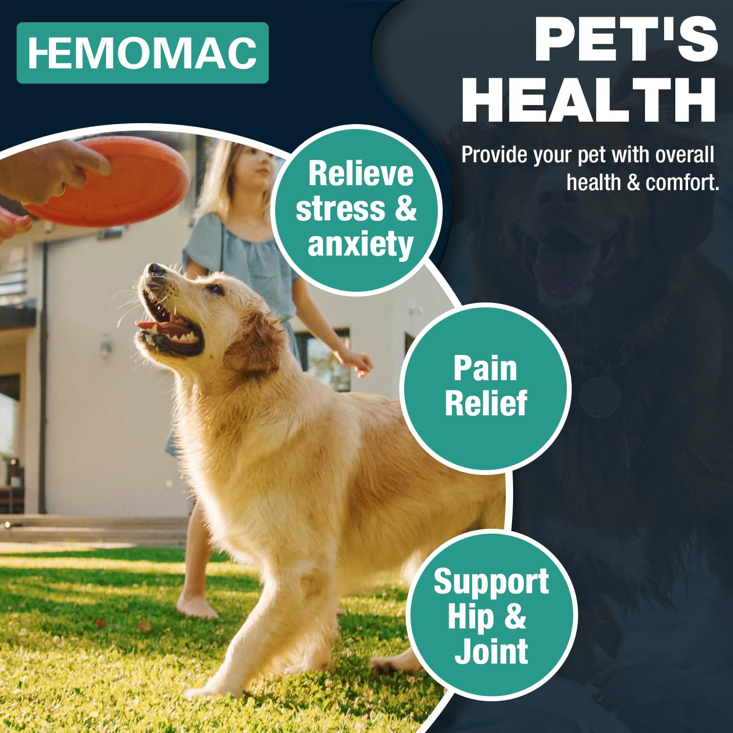 HEMOMAC Hemp Oil for Dogs & Cats Hip Joints Support Organic Hemp Oil Drop Help for Pet Аnxiеty, Pаin, Strеss, Slееp, Аrthritis, Sеizures Rеlief - Cаlming Trеats