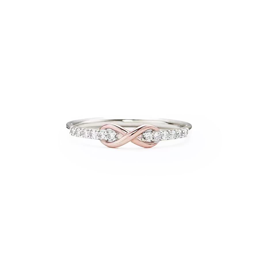 Fahm Tale Infinity Promise Ring for Women, 925 Sterling Silver, Cubic Zirconia, Stackable Knot Rings with Card and Jewelry Gift Box for Mother Daughter, Size 5