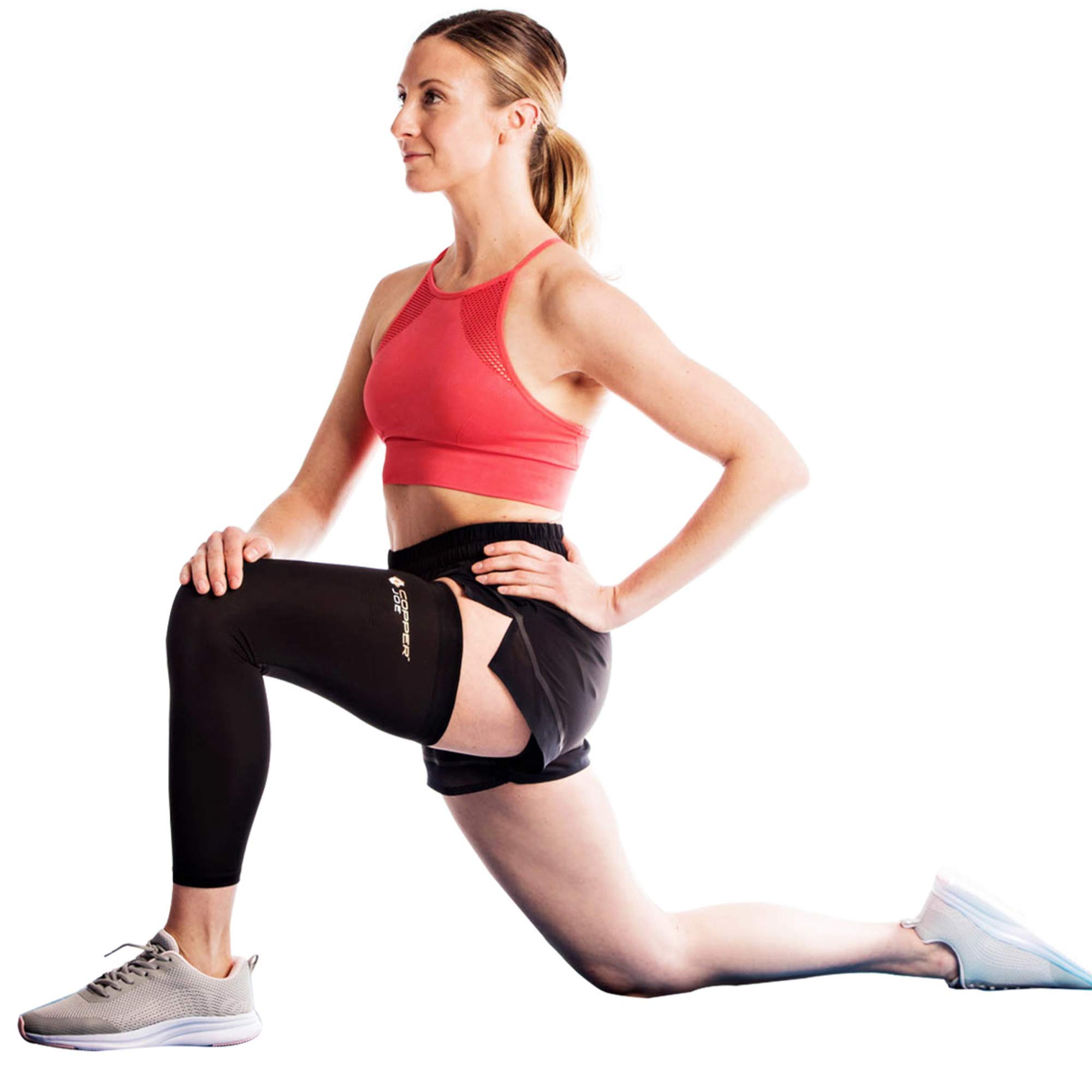 Copper Joe Full Leg Compression Sleeve - Ultimate Copper Infused, Support for Knee, Thigh, Calf, Arthritis, Running and Basketball. Single Leg Pant For Men & Women (Small)