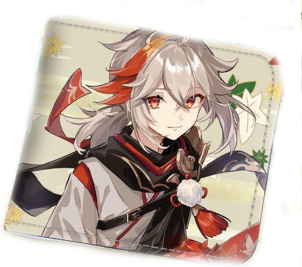 ECTOZ for Genshin Impact Wallet Pu Short Section Folded Colorful Printed Card Bag Kaedehara Kazuha Men and Women Coin Purse