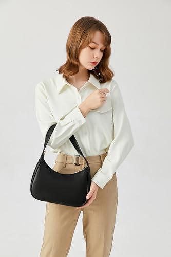 CYHTWSDJ Shoulder Bags for Women, Cute Hobo Tote Handbag Mini Clutch Purse with Zipper Closure (Black)