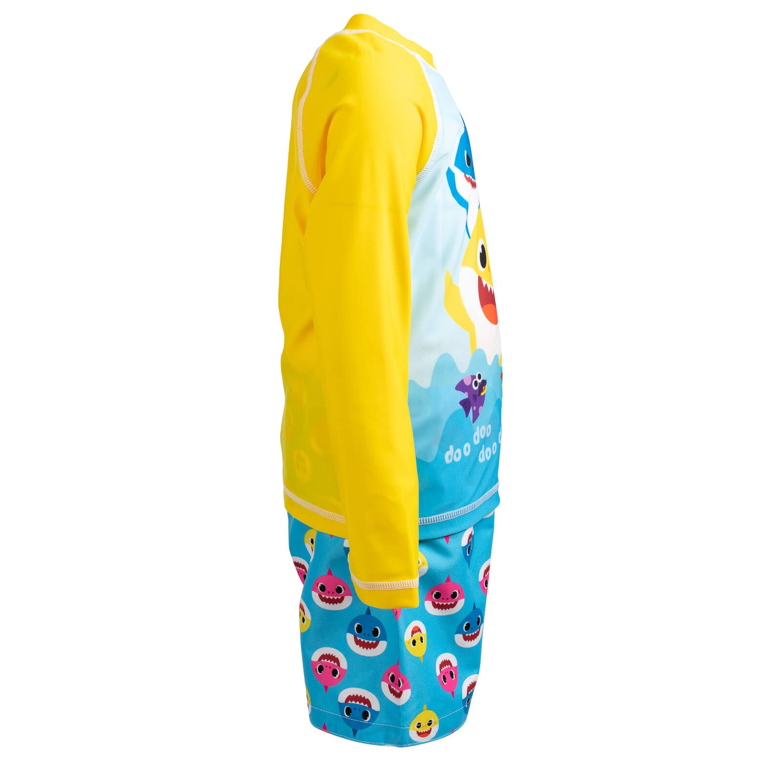 Pinkfong Baby Shark Daddy Mommy Toddler Boys Swim Rash Guard Swim Trunks Blue 3T