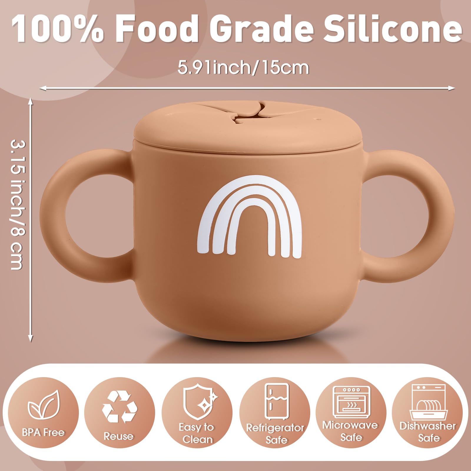 Didaey 6 Pack Silicone Snack Cups Spill Proof Bowls for Kids Toddlers Baby No Spill Snack Cup Snack Container for Toddler over 6 Months Baby Snack Cups with No Slip Handles