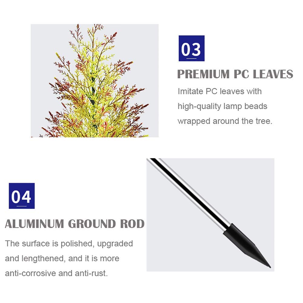 Solar Garden Lights Pine Shape Decorative Light LED Lamp Waterproof Solar Led Lights Outdoor Lighting Christmas Tree Decoration Light for Decorative Home Garden 2PCS