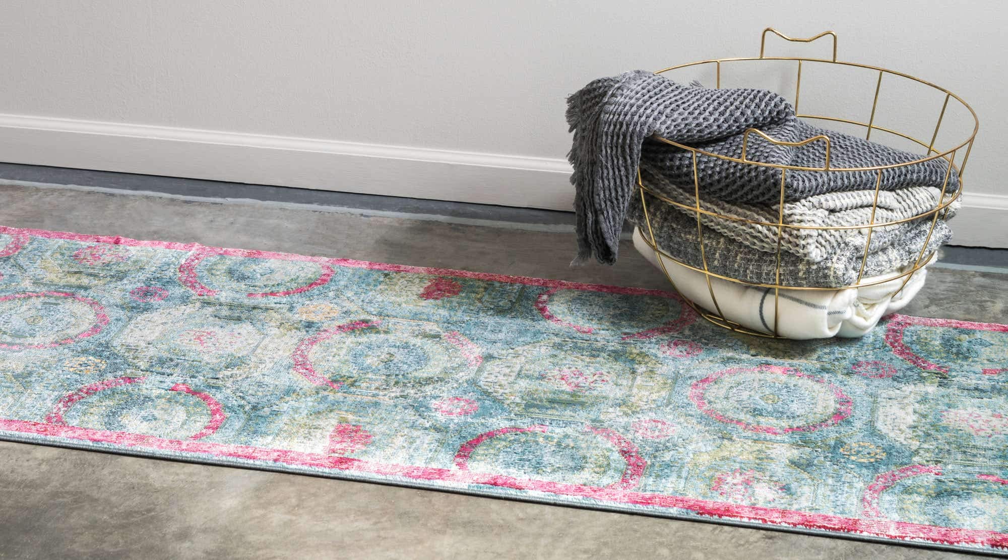 Unique Loom Baracoa Collection Area Rug - Coppelia (2' 2" x 6' 1" Runner, Turquoise/ Gold)