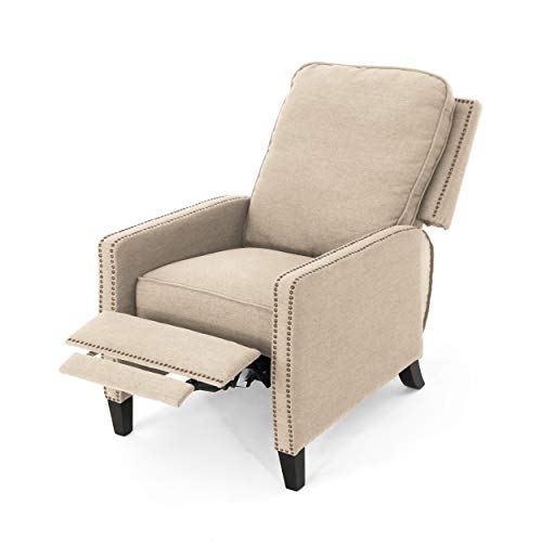 Christopher Knight Home Armstrong Recliner,Polyester,Birch, Beige + Dark Brown
