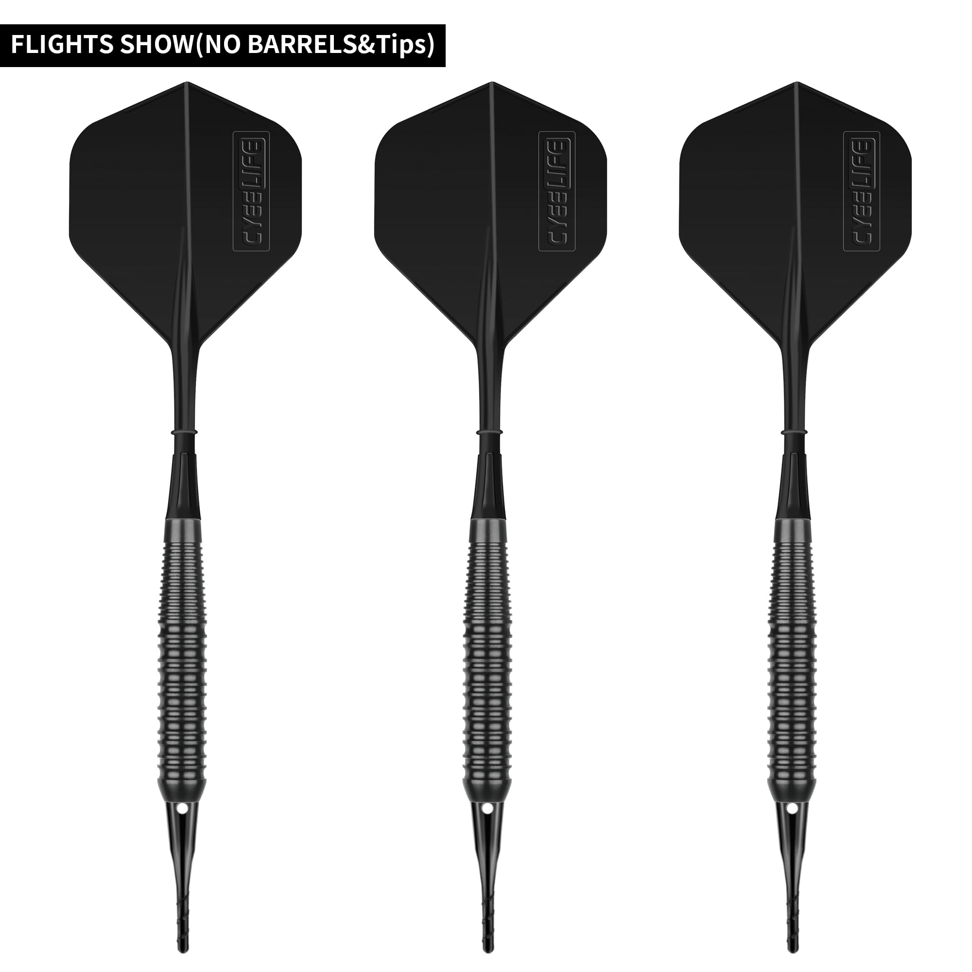 CyeeLife 6pcs Moulded Dart Flights and Shafts 2BA,one Piece Integrated Accessory CF01 Black