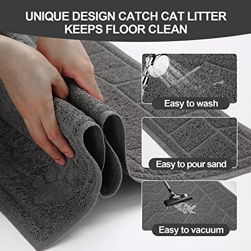 Motsamla Cat Litter Mat, Litter Trapping Mat Soft on Kitty Paws, 35" x 24" Kitten Litter Box Mat for Cleaner Floors, Waterproof, Easy Clean, Durable Large Size Cat Litter Pad for Kitten.