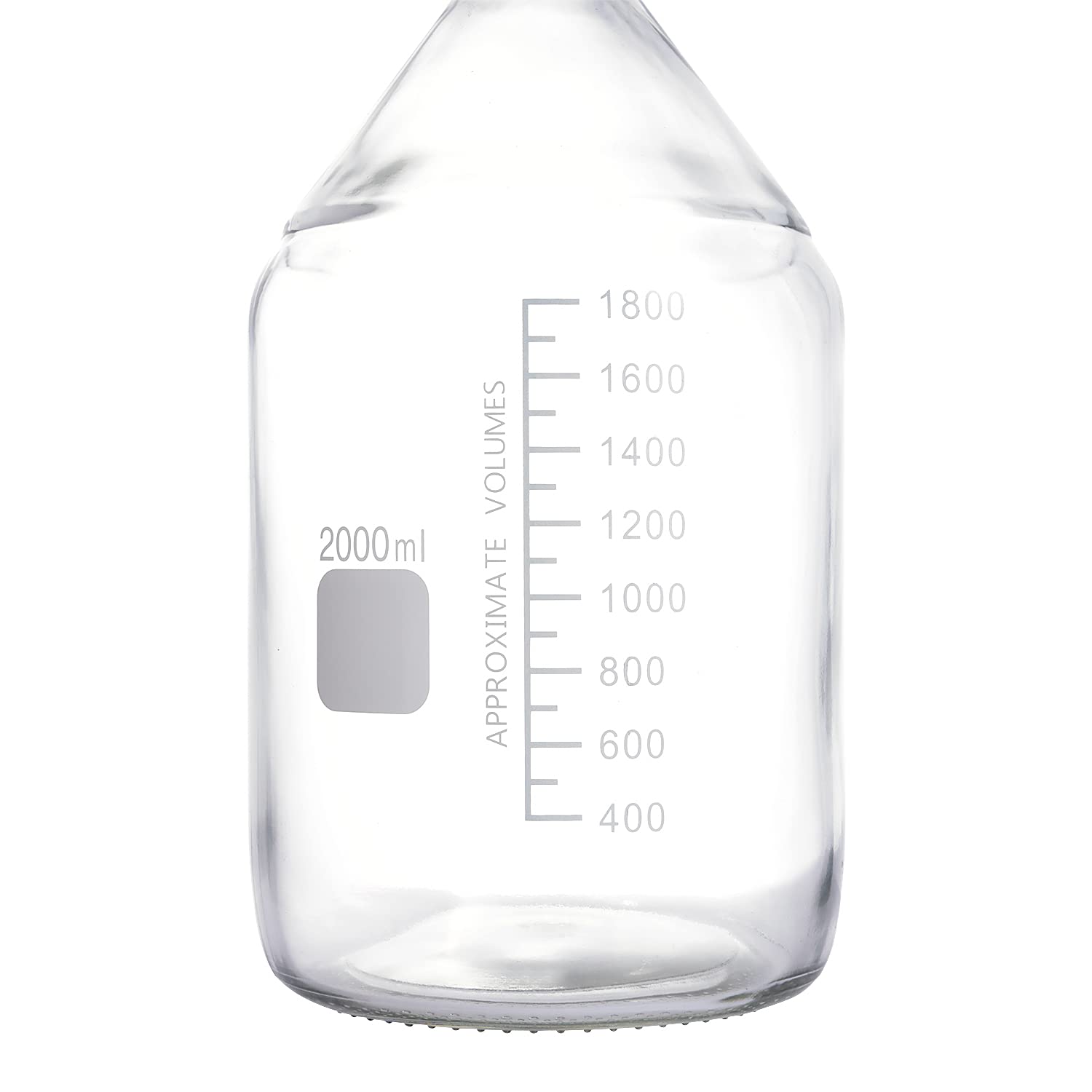 Moonetto 1 Piece 2 Liter 2000ml Graduated Round Media/Storage Glass Bottles Solvent Jars with GL45 Blue Polypropylene Screw Cap