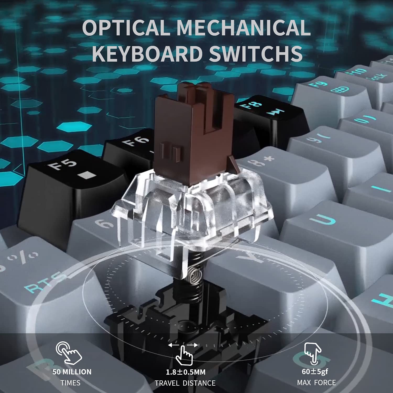 CIY Mechanical Gaming Keyboard, RGB Backlit Ultra-Compact 89 Keys Gaming Keyboard with Hot-Swappable Switch and Stand-Alone Arrow/Control Keys/Number Keys (Optical Switches)