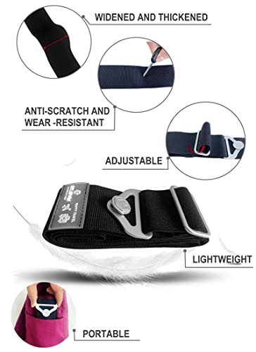 JOONMING Travel Belt for Luggage Over Handle for Carry on Bag, 2-in-1 Adjustable Elastic Luggage Straps for Suitcases Add a Bag for Airport, Trip, Boarding