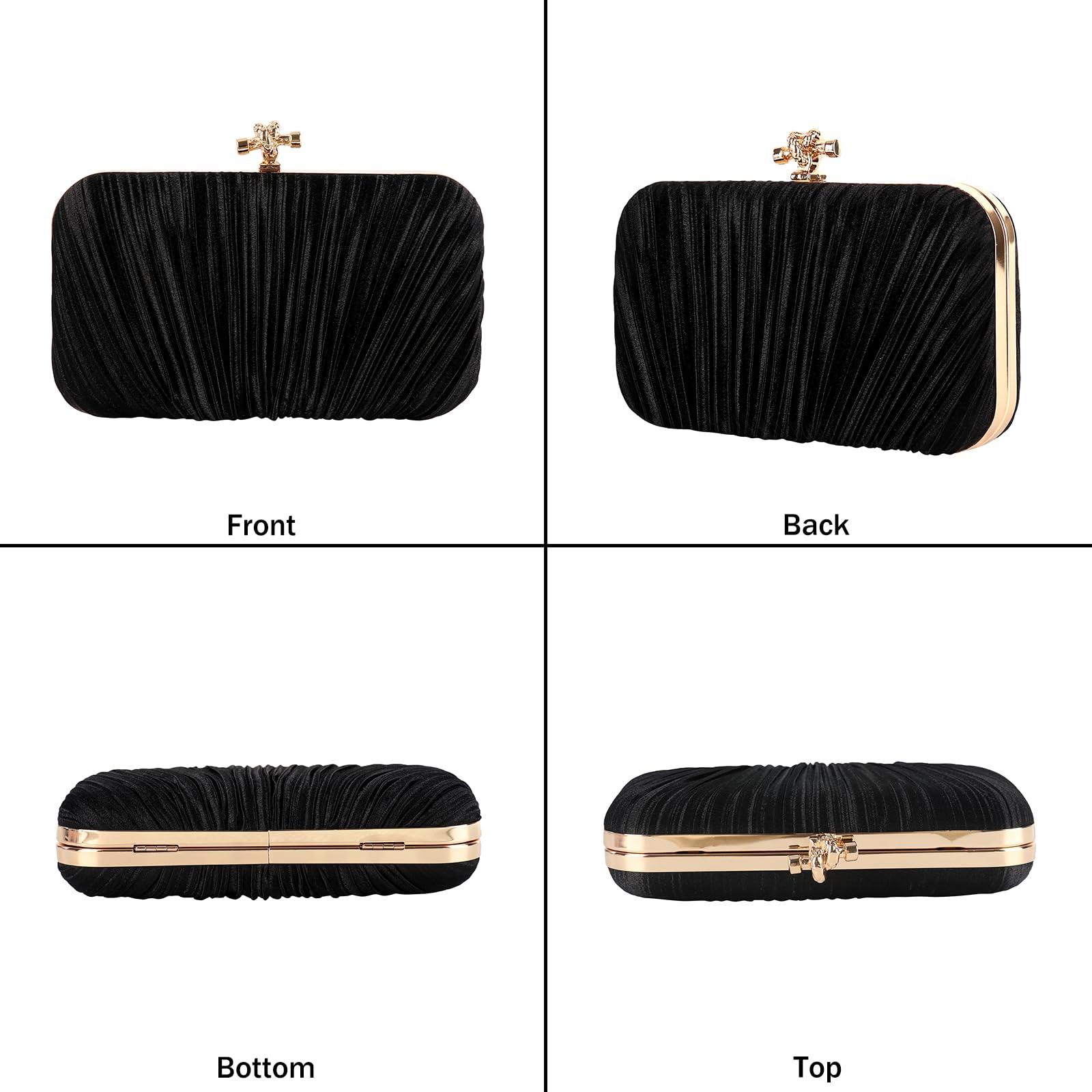 DA BODAN Womens Sparkly Rhinestone Sequin Glitter bag Clutch Evening Handbag Shoulder Bags Purse for Wedding Party Prom (2207-Black)