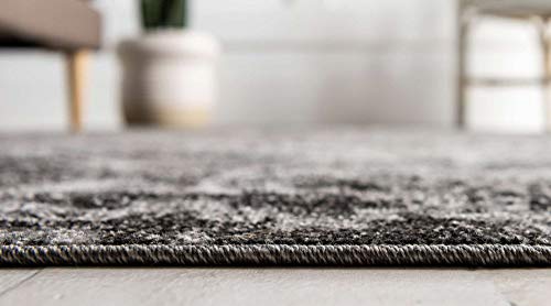 Unique Loom Outdoor Botanical Collection Area Rug - Manchester (9' x 12' 2" Rectangle, Light Gray/ Black)