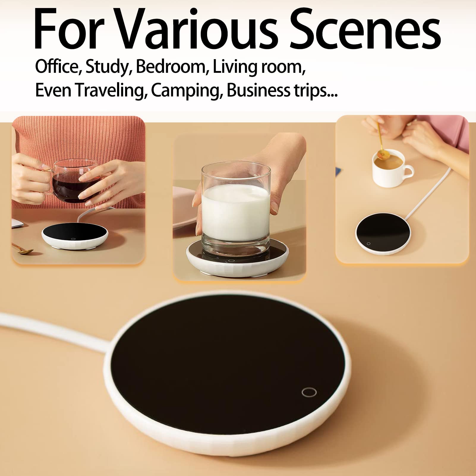 Coffee Mug Warmer,SAINSWIN Gravity-Induction Cup Warmer for Desk - Keep Coffee,Tea, Hot Chocolate, Milk Warm with Auto On/Off,As a Gift Electric Heating Plate for All Cups/Mugs