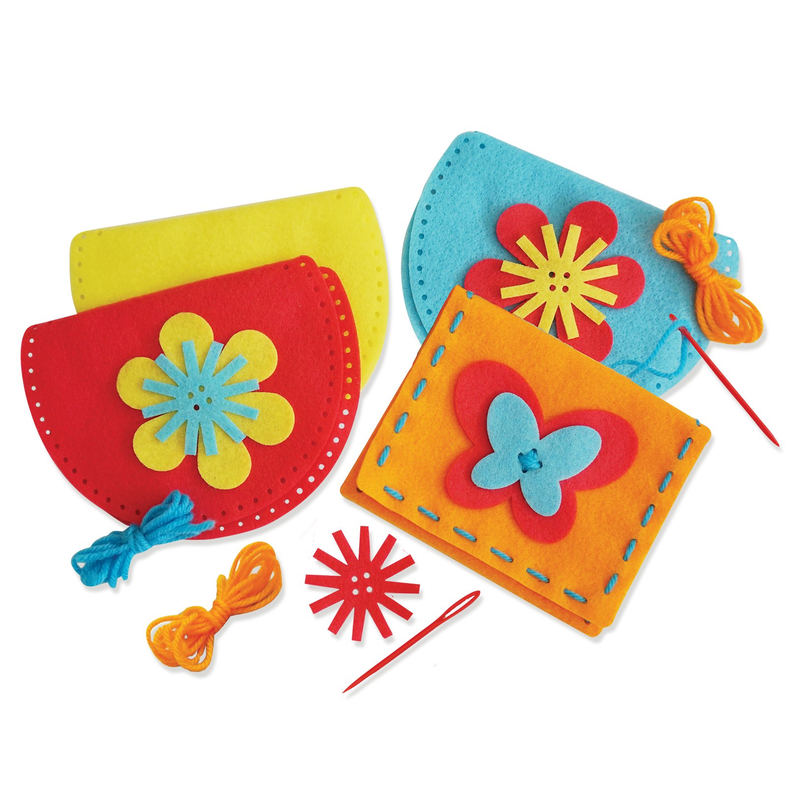 Serabeena Sew Your Own Purses - Sewing Kit for Kids - Felt Crafts for Kids - Sewing for Kids Ages 4-8 Plus - Felt Kit - Helps Develop Fine Motor Skills - DIY Kits for Kids with 6 Purses & Accessories