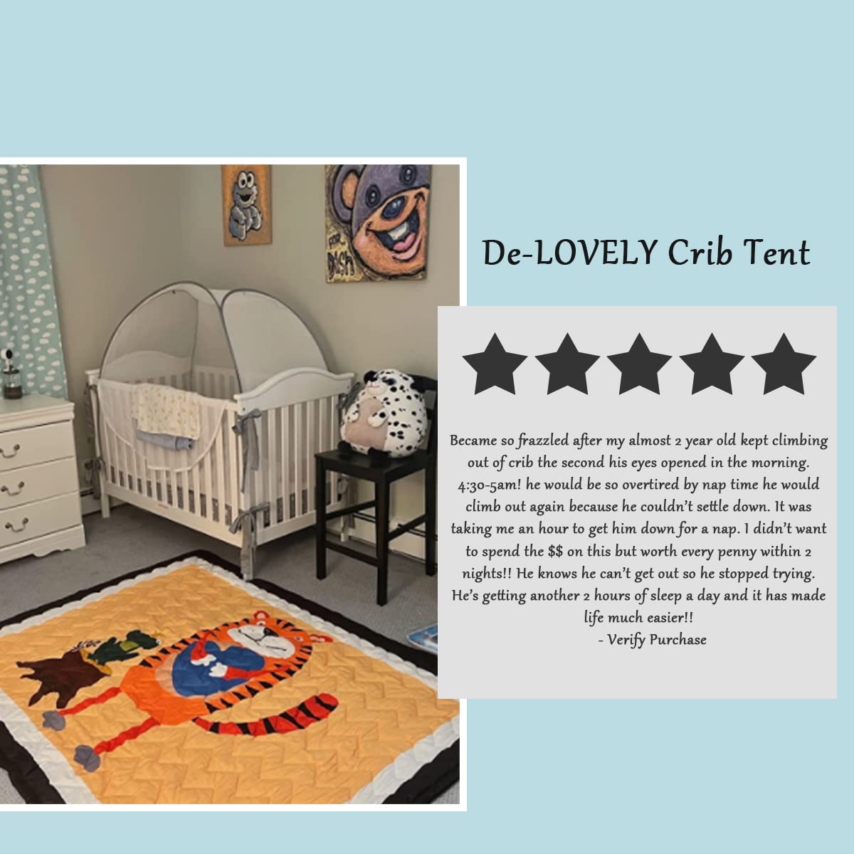 De-Lovely Crib Pop Up Tent, Crib Tent, Baby Mesh Cover Net, Crib Tent to Keep Baby from Climbing out