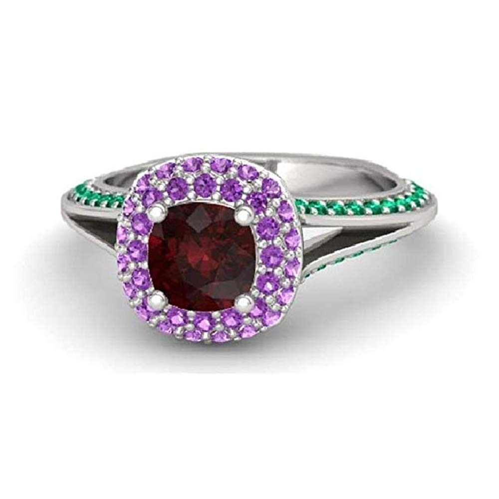 Dabangjewels Awesome 18k White Gold Over Sterling Silver Multi-Color Stone Ariel Princess Engagement Ring for Women's