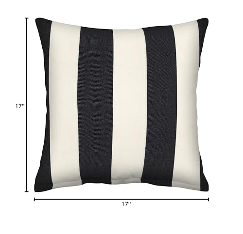 Honeycomb Outdoor Square Toss Pillow Set, 17" W x 17" L, Cabana Stripe Black & Ivory Outdoor Pillows