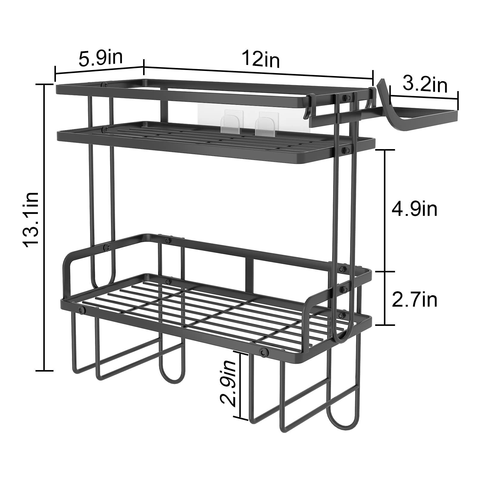 KYLE & KAY Bathroom Over The Toilet Storage Shelf, Bathroom Storage Organizer with Toilet Paper Holder & Space Saver, 2-Tier Bathroom Storage Organizer Shelves (Black)