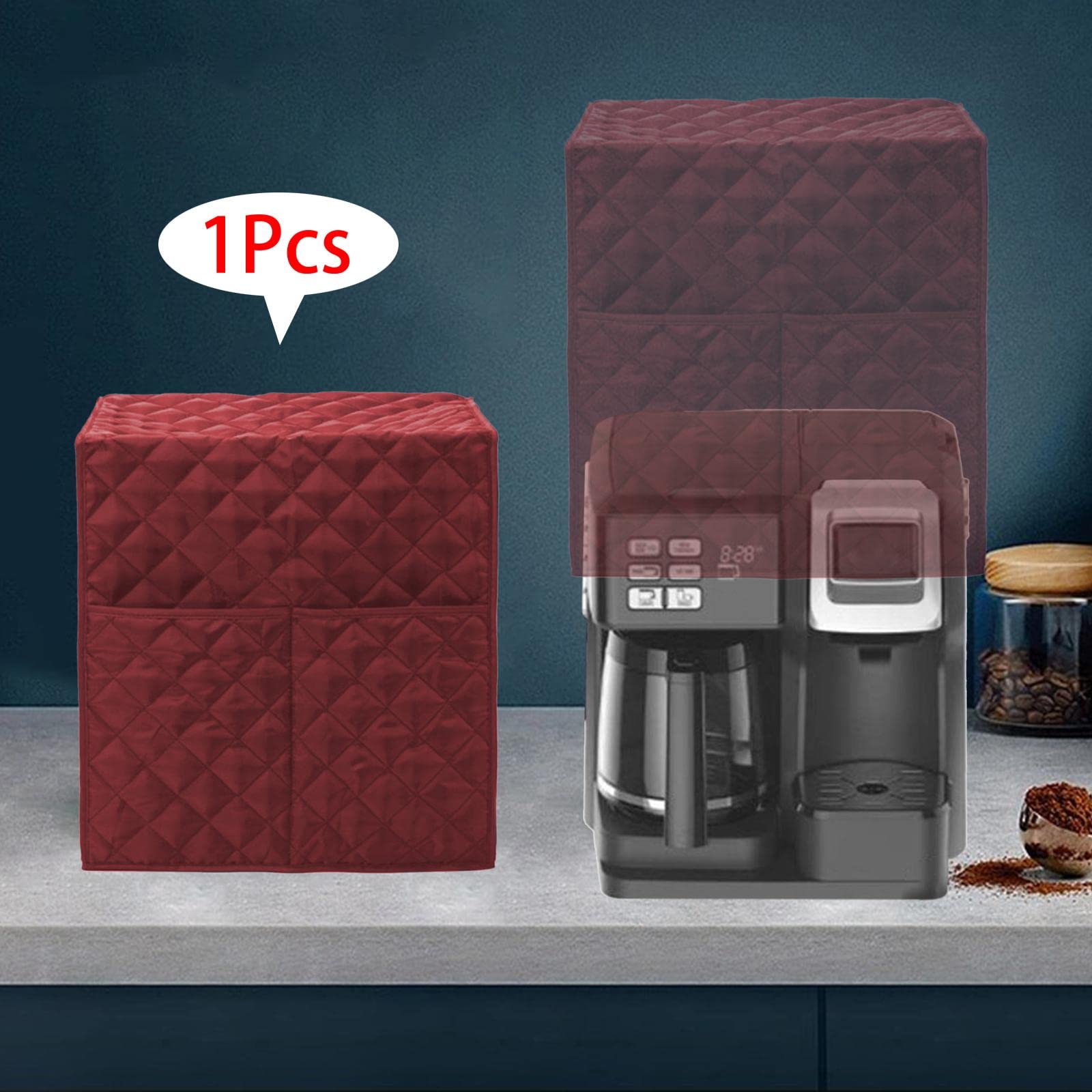 KLKCMS Coffee Machine Cover, Espresso Machine Quilted Protective Cover, Kitchen Appliance Covers, , red