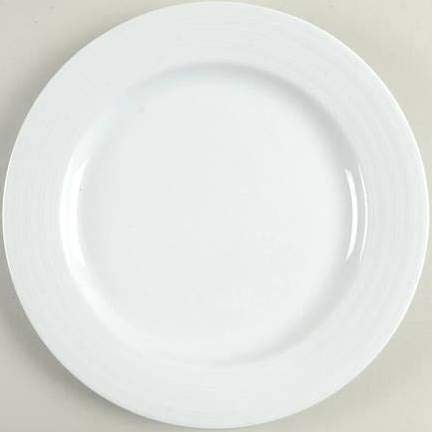 Crate & Barrel Portugal Spal Porcelain 10 1/2" White Ribbed Dinner Plate