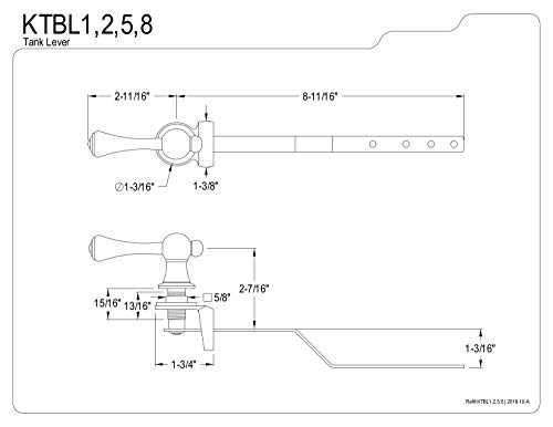 Kingston Brass KTBL2 Buckingham Toilet Tank Lever, 2-5/8", Polished Brass