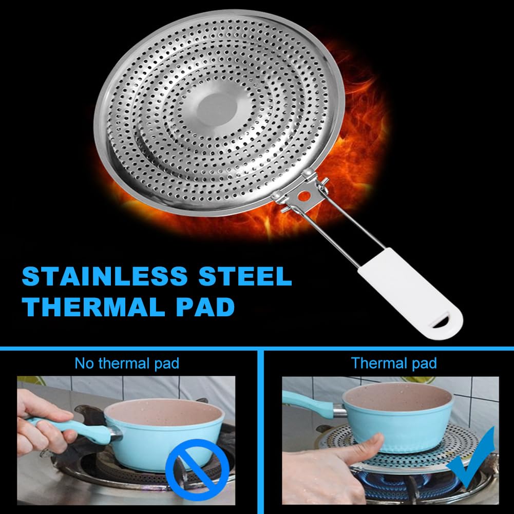 Heat Diffuser Flame Reducer Simmer Plate, Stainless Steel Heat Diffuser for Gas and Electric Stove, Induction Cooktop Compatibility, Flame Guard for Gas Top Cooking(size:7.99 x 7.36inch)