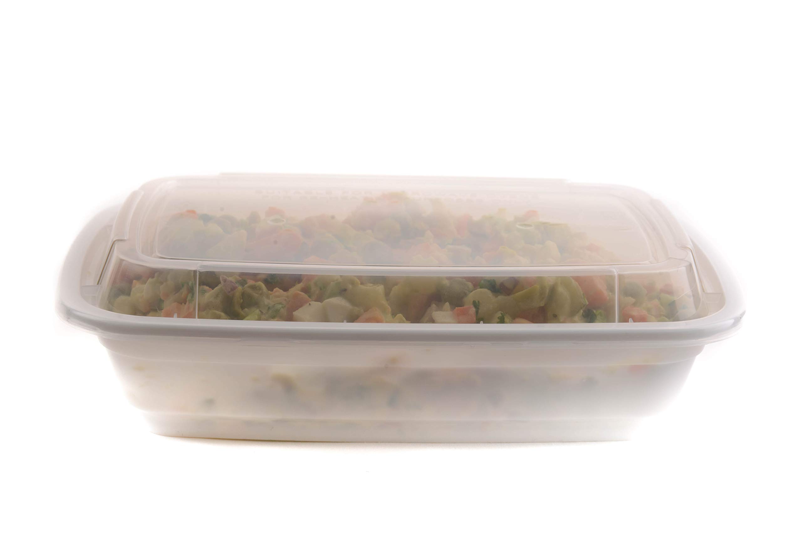 EcoQuality Meal Prep Containers [100Pack] White Rectangle Container with Lids, Food Storage Bento Box, Microwavable, Disposable, Stir Fry | Lunch Boxes | BPA Free | Freezer/Dishwasher Safe (24 oz)