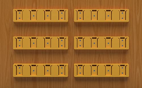SZWJT-LV Battery Rack Compatible DeWalt 20V Battery Holder, Mount 4 Slot Bulk Battery Garage Tool, Dewallt 20v Tools, Wall Display Hook Holder (Yellow-1pc)