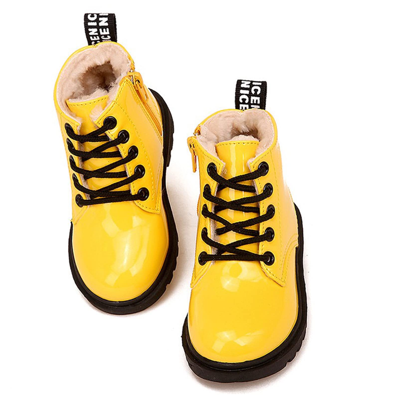 Daclay Kid's Candy-Colored Waterproof Velvet Boots, Yellow2, 4 Big Kid