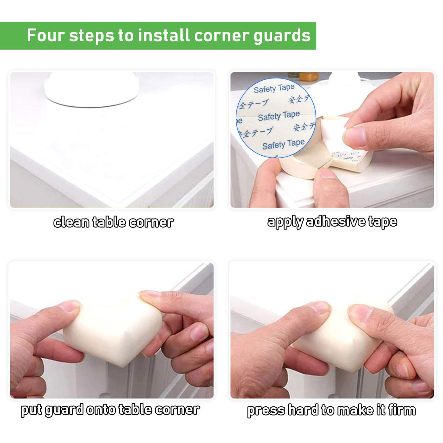 Edge Corner Guards, 8 Pack, Desk Corner Protector, Table Edge Cushion, Baby Furniture Bumper, Baby Safety Corner Guard, Corner Foam Cover, Fireplace Bumper for Kid, Self Adhesive (Black)