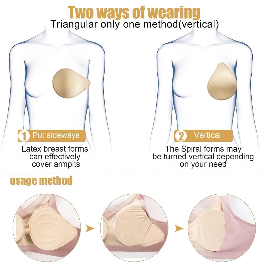 CYTMTZGA Latex Foam Mastectomy Breast Prosthesis Breast Forms Lightweight Ventilation Used Women Pocket Post-Surgery Bra Sp2L