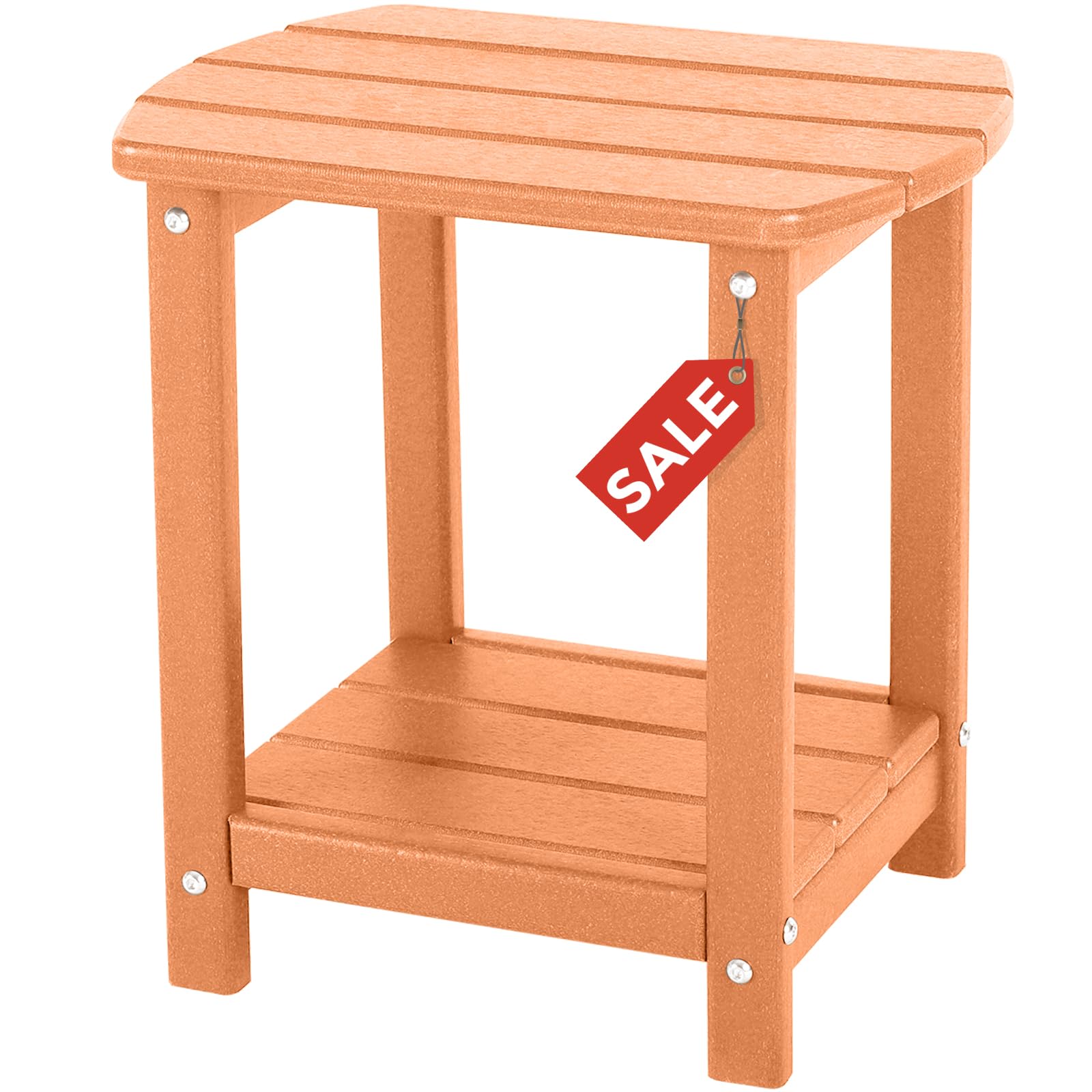 GARDENSTAR Adirondack Square Outdoor Side Table,2-Tier Storage Patio Side Table, HDPE End Tables for Backyard Pool Porch Garden Lawn GoldenYellow