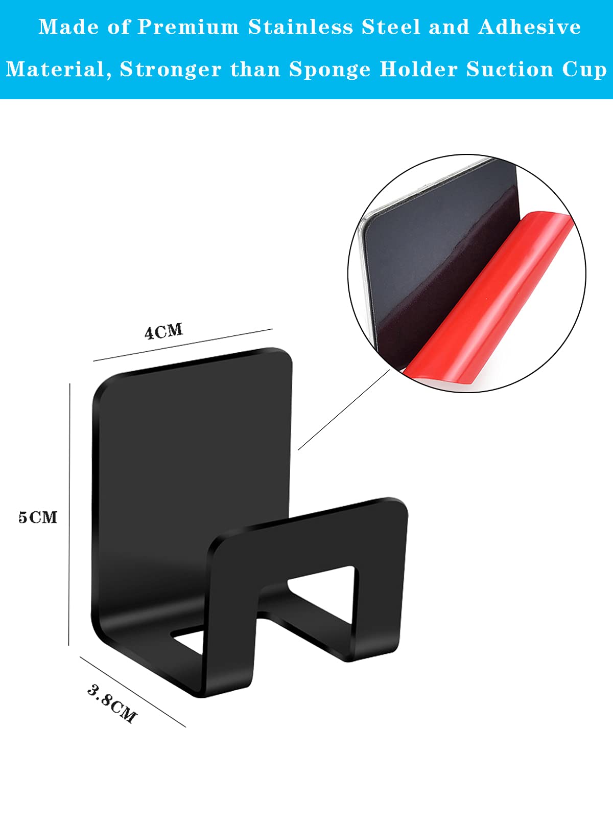 Envibe Sponge Holder, 2 Pack Sponge Holder for Kitchen Sink, Easy to Install, Strong and Sturdy, Good Ventilation Performance to Keep the Sponge Dry. (Black)