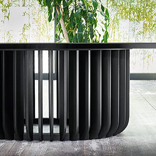 LAKIQ Solid Wood Oval Dining Table Small Space Modern Kitchen Dining Table Wood Top Table for Dining Room Kitchen Small Apartment(Black, 63''L x 31.5''W x 29.5''H)