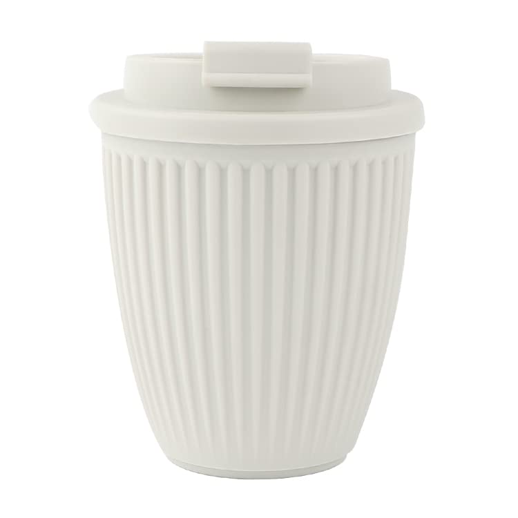 To Go Cup, Double Walled Travel Mug, To Go cup With Lid, Espresso Cup, Portable Cup, Ribbed Cup, Vacation Mug, Anti-Overflow Lid, Aesthetic, Neutral Color, Beige Cup, BPA Free, 8 oz Cups