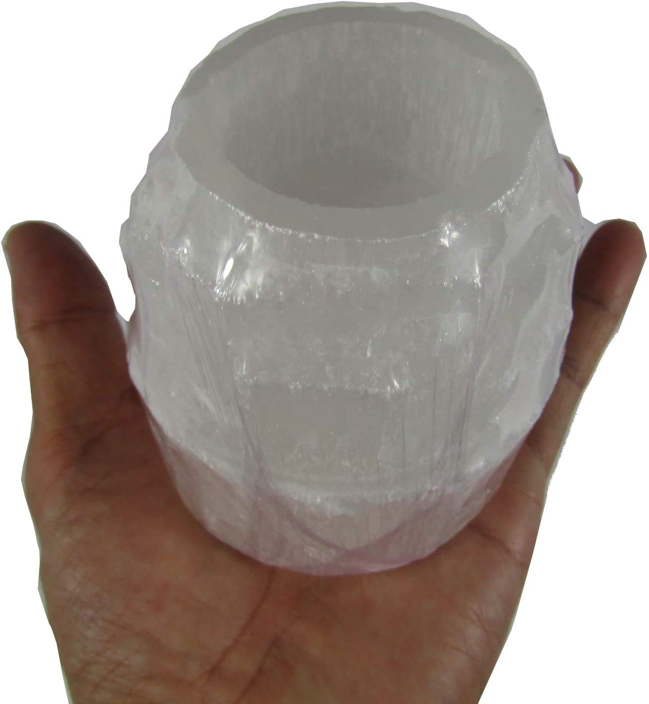 CircuitOffice Selenite Skyscraper Candleholder, 3-4" Size, Selenite Mountain, Selenite Tower Accent Candleholder for Natural Air Purifying, Cleansing, Healing, Metaphysical, Meditation or Decoration