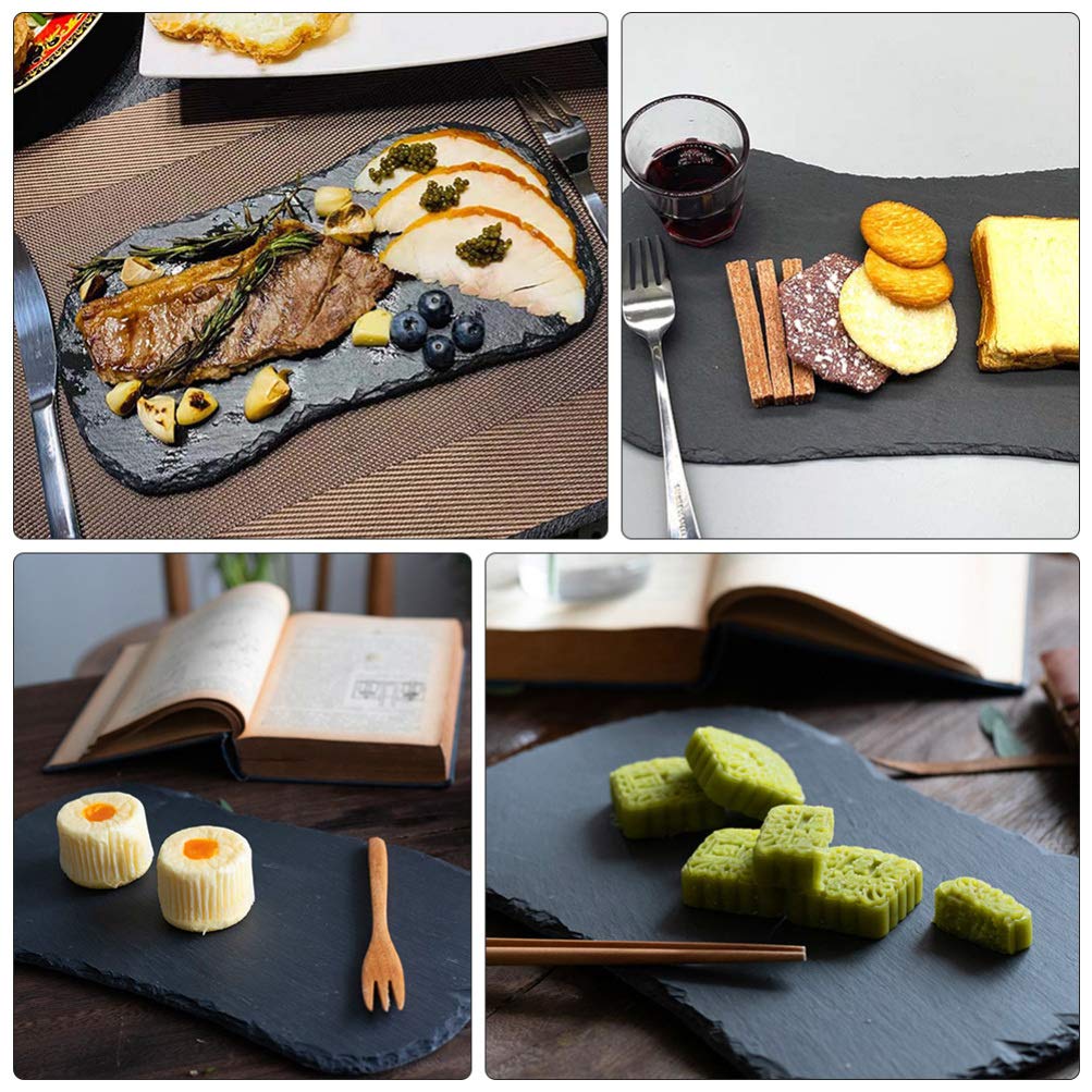 DOITOOL 1pc Slate Dinner Plate Fruit Dessert Storage Plate Slate Boards for Food Slate Dish Sushi Boat Snack Plates Vinegar Dish Fettuccine Noodles Natural Slate Plate Decorate Flat Plate