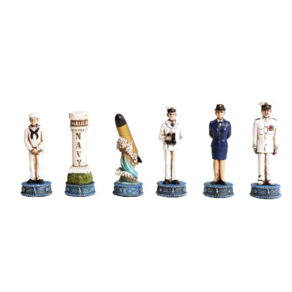 US Army vs Navy Military Chess Set Hand Painted with Glass Board